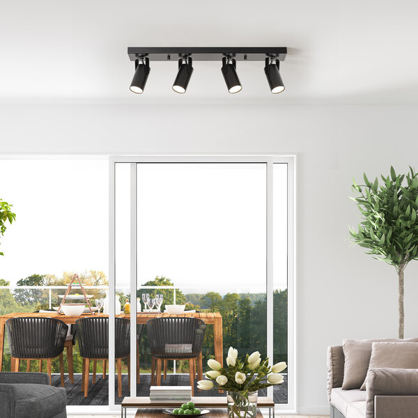 Globe 4-Light Modern / Contemporary Matte Black LED Track Light - 120V, 22W