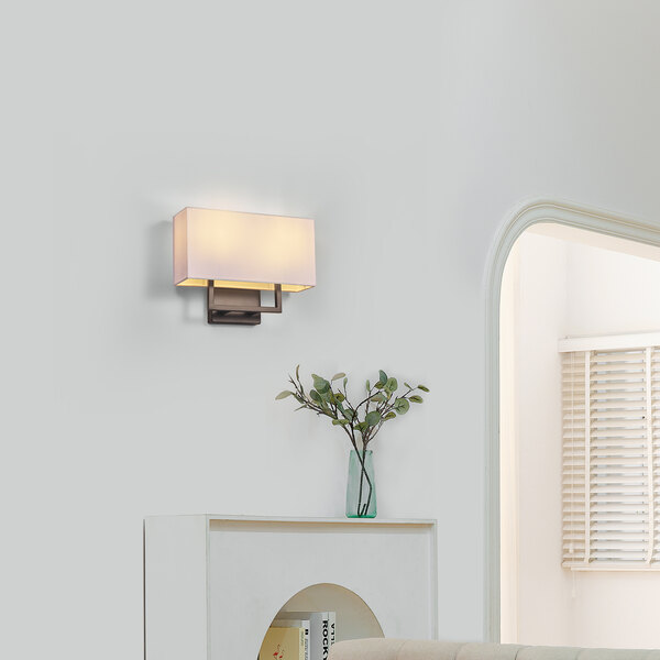 Globe 2-Light Modern Matte Black Wall Sconce with Rectangular White ...
