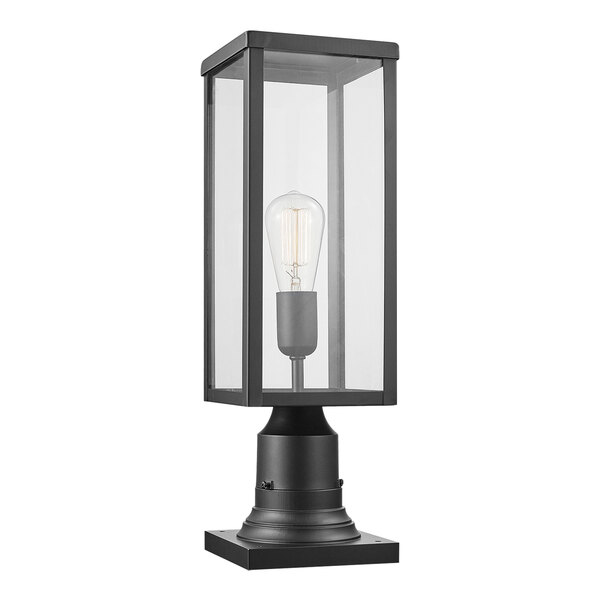 Globe Modern Matte Black Outdoor Post Mount Light with Rectangular ...