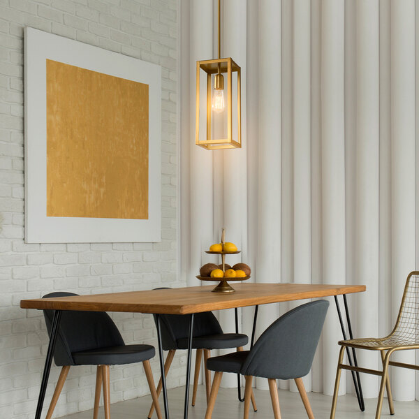 Globe Contemporary Matte Brass Pendant Light with Open-Concept ...