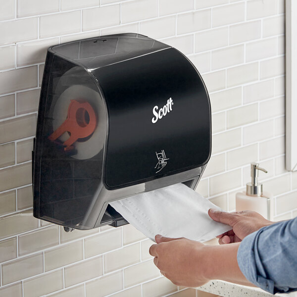 Scott® Slimroll 47196 White / Black Wall Mount Automatic Paper Towel ...