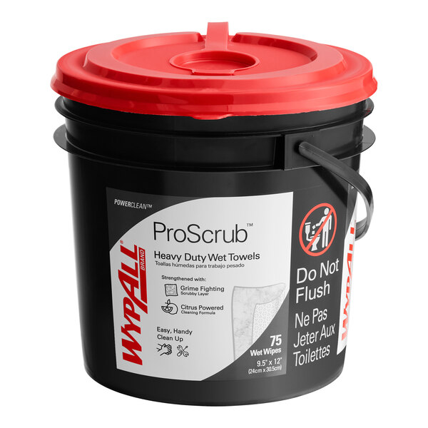 WypAll® PowerClean ProScrub 9 1/2" x 12" 75-Count Heavy-Duty Pre ...