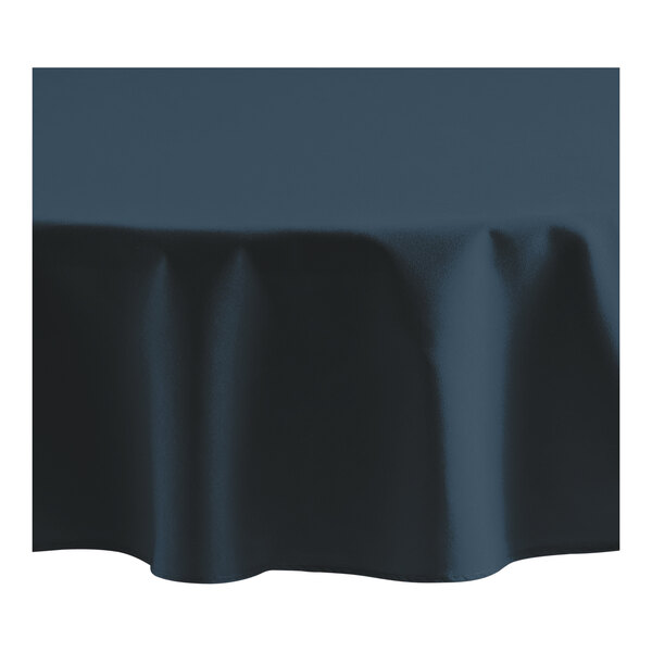 Oxford 64" Round Navy Blue 100% Spun Polyester Hemmed Edge Cloth Table ...