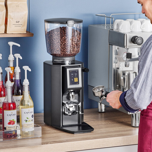 Anfim Luna 4.4 lb. Black On-Demand Espresso Grinder - 110V