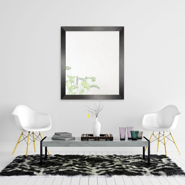 BrandtWorks 40" x 46" Scratched Black Finish Mirror