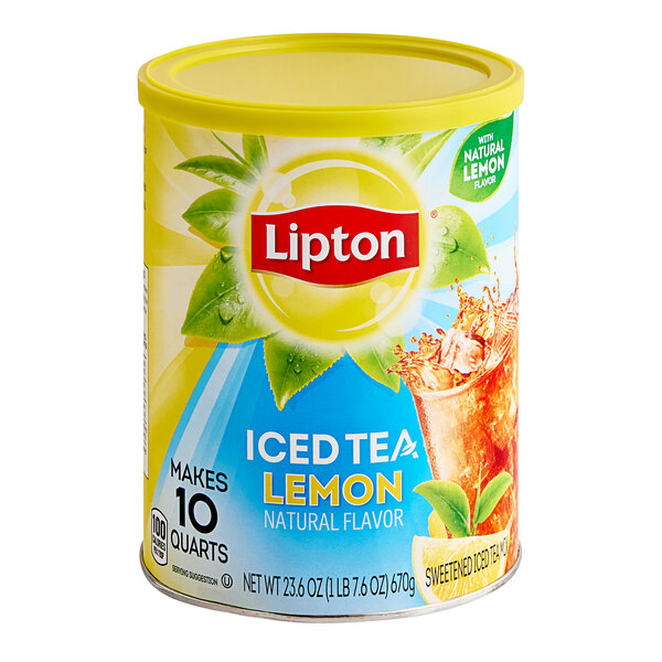 Lipton Powdered Lemon Iced Tea Mix 23.6 oz. - 6/Case