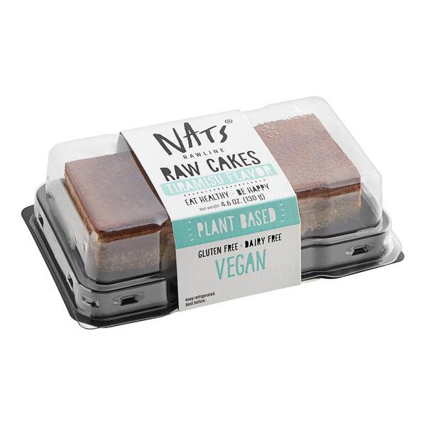 Nats Rawline Plant-Based Vegan Tiramisu Raw Cake Square Duo Pack (4.6 ...