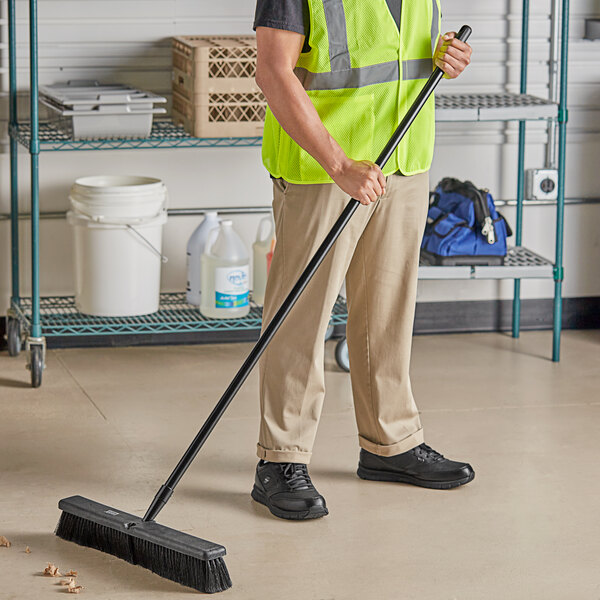 Lavex 24" Polypropylene Push Broom with Flagged Bristles and 60" Metal ...