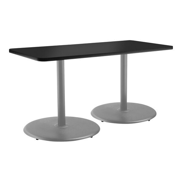 National Public Seating 30" x 72" Black Standard Height Cafe Table with ...