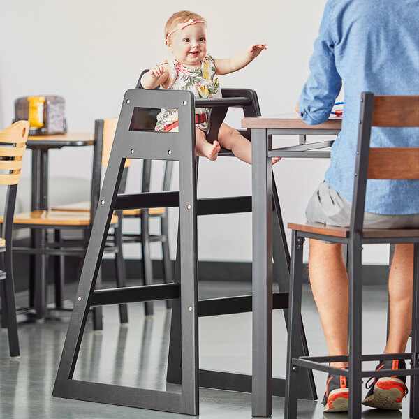 Lancaster Table & Seating Bar Height Wooden High Chair with Black ...
