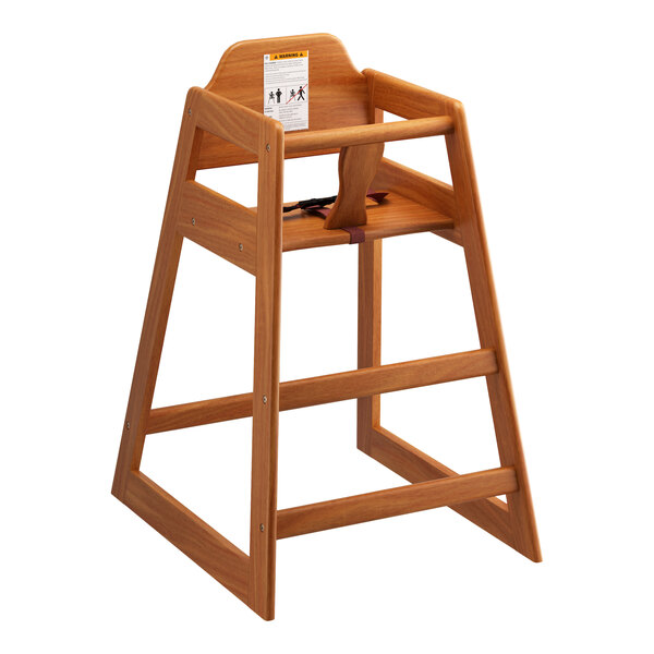 Lancaster Table & Seating Standard Height Wooden High Chair with Walnut ...