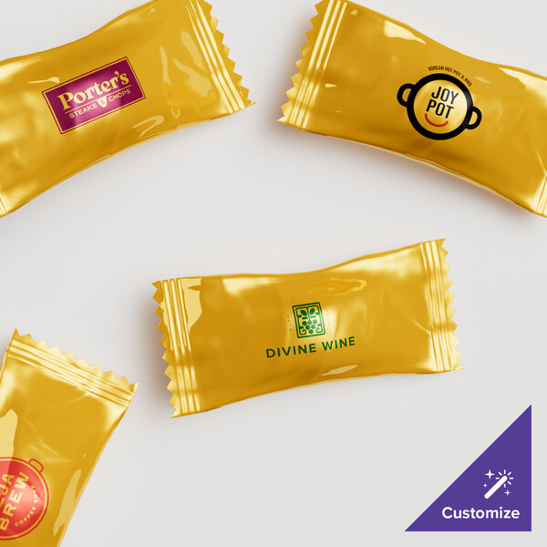 Customizable Soft Peppermints with Gold Wrapper - 1000/Case