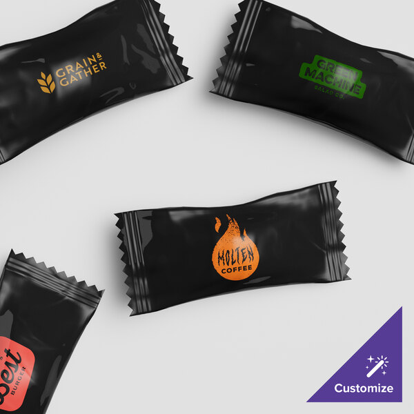 Customizable Chocolate Buttermints with Black Wrapper - 1000/Case