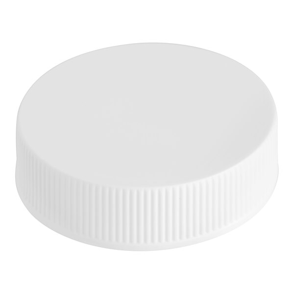 38/400 White Ribbed Continuous Thread Lid with Pressure Sensitive Liner ...