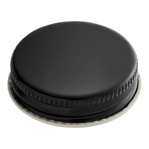 38/400 Black Metal Lid with Plastisol Liner - 100/Pack
