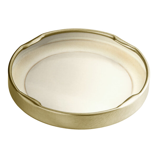 63 Lug Gold Metal Lid with Plastisol Liner - 1300/Case