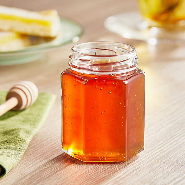 6.4 oz. Hex Glass Jar - 12/Case