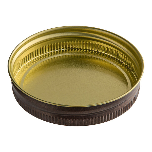 70/450 Rustic Brown Unlined Metal Lid - 100/Pack