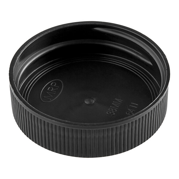 38/400 Black Ribbed Continuous Thread Unlined Lid - 2900/Case