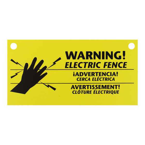 Zareba 10 3/8" x 4 1/2" Yellow Electric Fence Warning Sign WS3 - 3/Pack