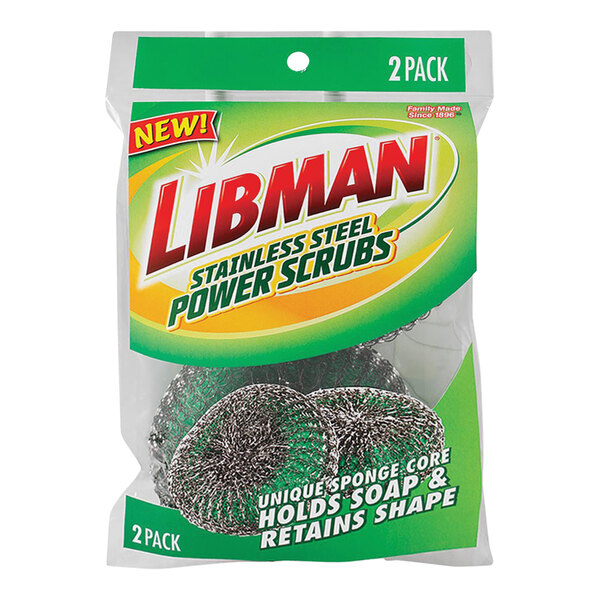 Libman 1240 4" Stainless Steel Power Scrubber with Sponge Core - 12/Case