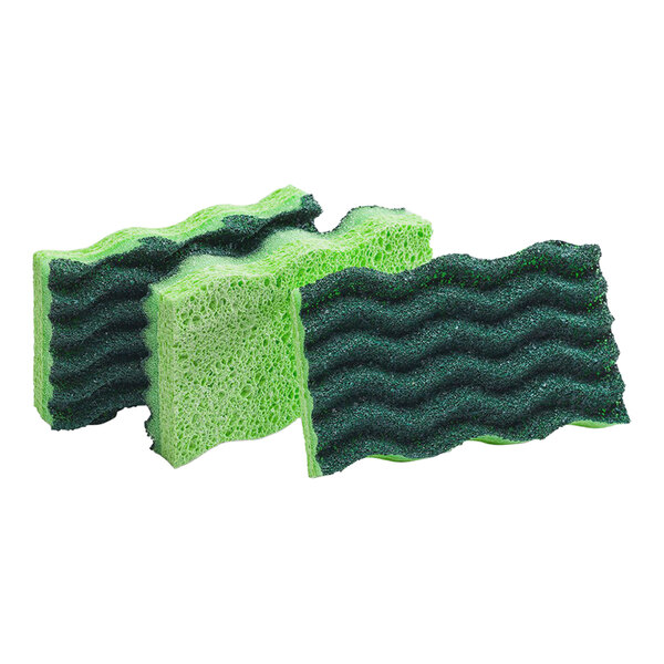 Libman 1077 Green Heavy-Duty Cellulose Scouring Sponge - 24/Case