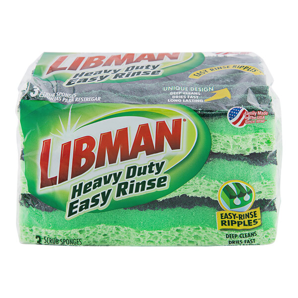 Libman 1077 Green Heavy-Duty Cellulose Scouring Sponge - 24/Case