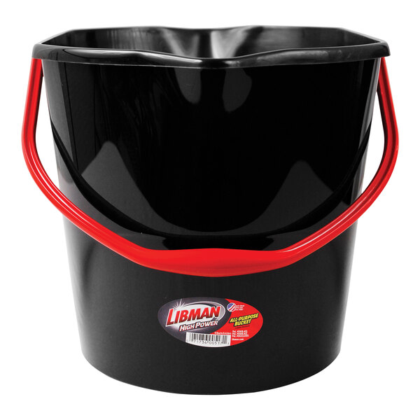 Libman 517 3 Gallon Black Round Utility Bucket - 6/Case