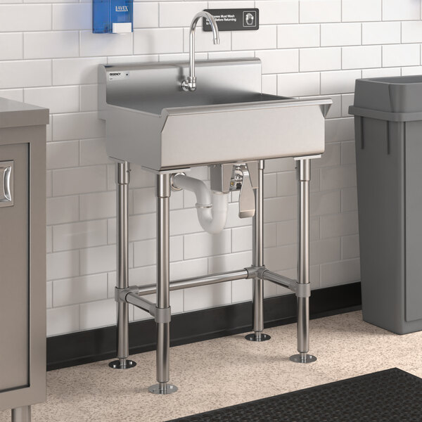 Regency 24" x 17 1/2" Hand Sink with 1 Knee-Operated Single-Inlet Faucet
