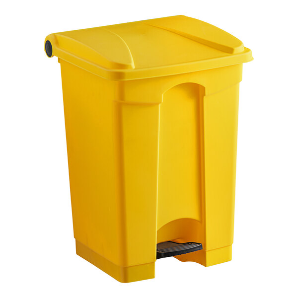 Lavex 48 Qt. / 12 Gallon Yellow Rectangular Step-On Trash Can