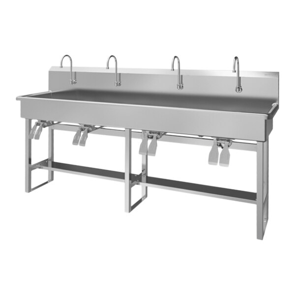 Sani-Lav 58FK2 80" x 20" Floor-Mounted Multi-Station Hands-Free Sink ...