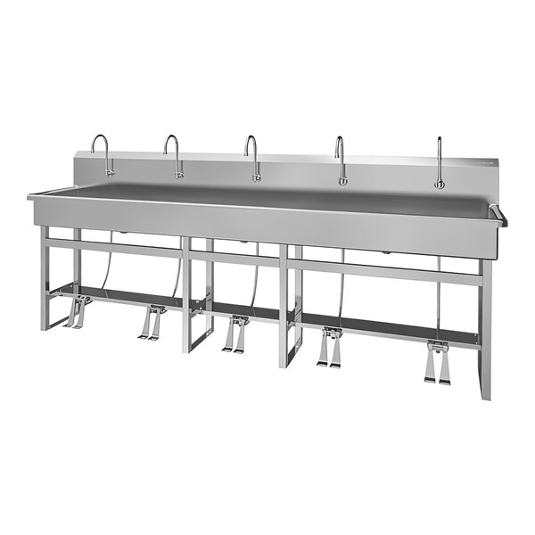 Sani-Lav 510FS 100" x 20" Floor-Mounted Multi-Station Hands-Free Sink ...