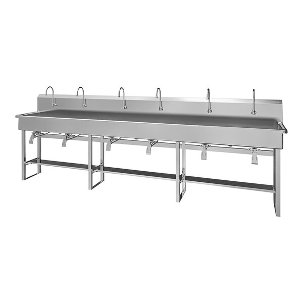 Sani-Lav 512FK1 120" x 20" Floor-Mounted Multi-Station Hands-Free Sink ...