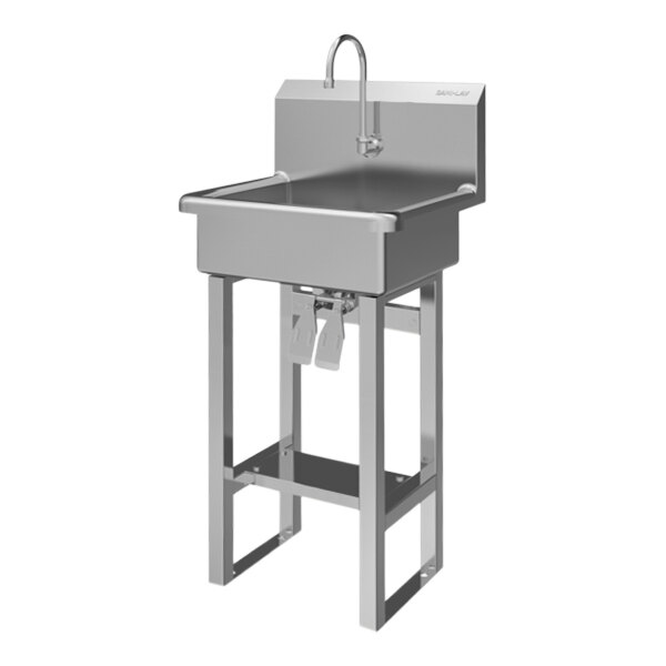 Sani-Lav 725FK2 20" x 17 1/2" Floor-Mounted Hands-Free Sink with 1 ...