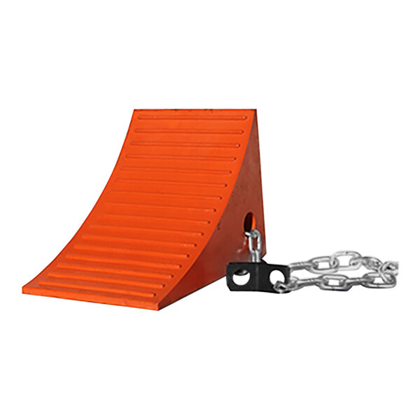 Durable 10 7/8" x 7 7/8" x 7 7/8" Orange Urethane Wheel Chock with 10 ...