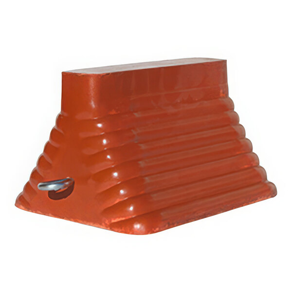 Durable 9" x 8" x 6" Orange Molded Rubber Wheel Chock WC68-9ORB