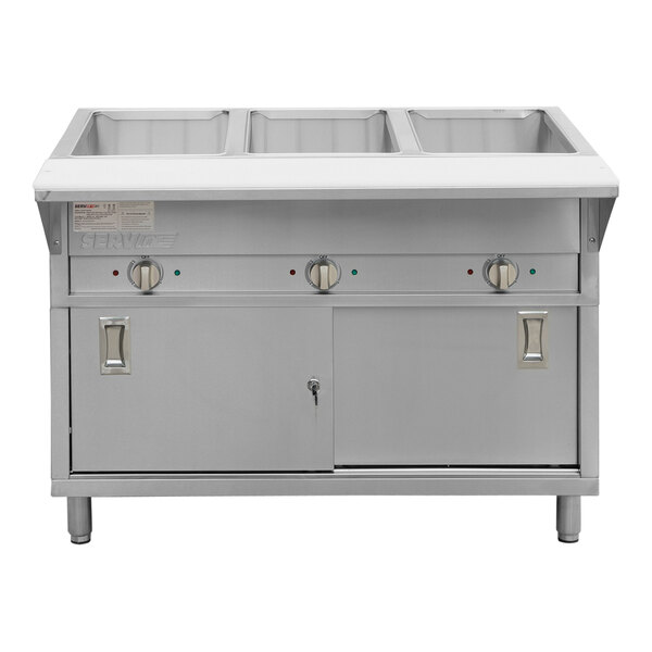 ServIt Three Pan Open Well Electric Steam Table with Fully Enclosed ...