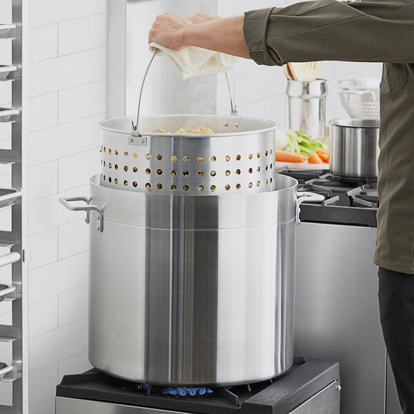 Choice 80 Qt. Aluminum Stock Pot Steamer Basket