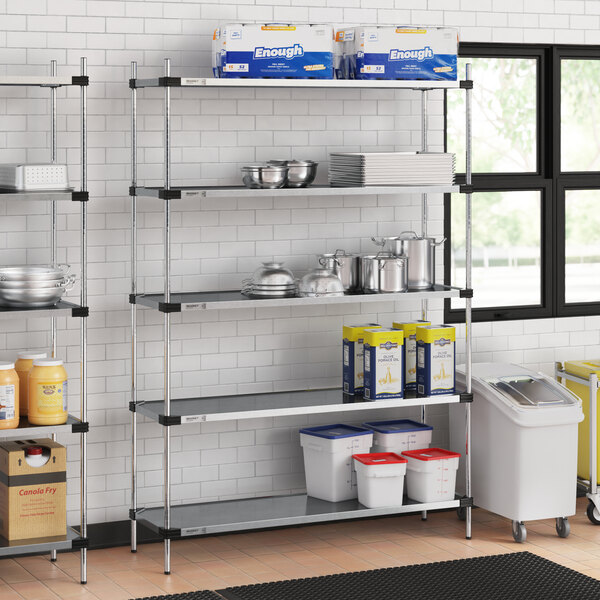 Regency 18" x 60" NSF Solid Galvanized Steel 5-Shelf Kit with 86" Posts
