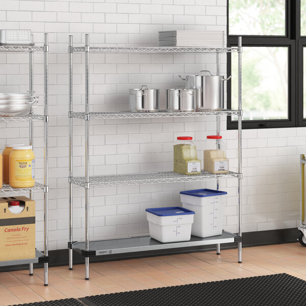 Regency 14" x 48" NSF Chrome Wire 4-Shelf Kit with Solid Galvanized ...