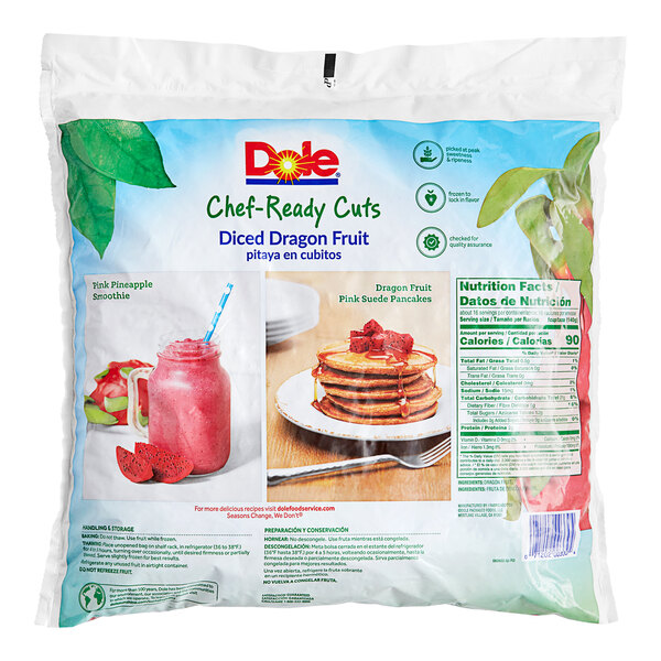 Dole Chef-Ready Cuts IQF Diced Pitaya Dragon Fruit 5 lb. - 2/Case