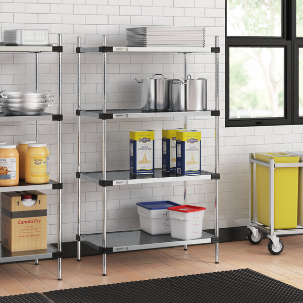 Regency 21" x 36" NSF Solid Galvanized Steel 4-Shelf Kit with 64" Posts