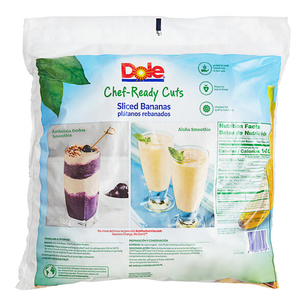 Dole Chef-Ready Cuts IQF Sliced Bananas 5 lb. - 2/Case