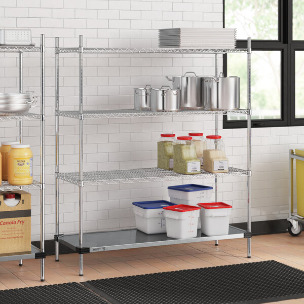 Regency 21" x 54" NSF Chrome Wire 4-Shelf Kit with Solid Galvanized ...