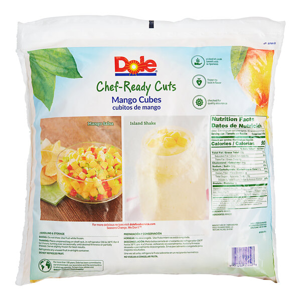Dole Chef-Ready Cuts IQF Cubed Mango 5 lb. - 2/Case