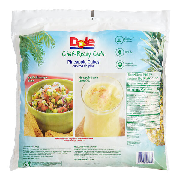 Dole Chef-Ready Cuts IQF Cubed Pineapple 5 lb. - 2/Case