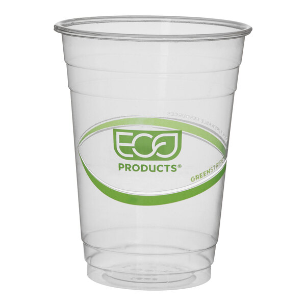 Eco-Products GreenStripe 16 oz. PLA Compostable Plastic Cold Cup - 1000 ...