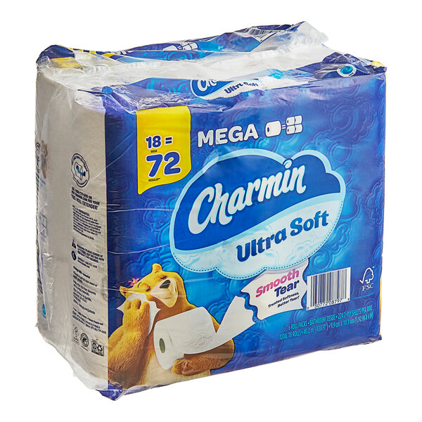 Charmin Ultra Soft 4" x 4" 2-Ply 224 Sheet Toilet Paper Mega Roll - 18/Pack