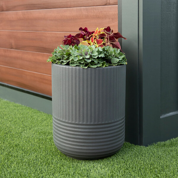 Mayne Arden 14 1/8" x 18" Graphite Gray Round Planter