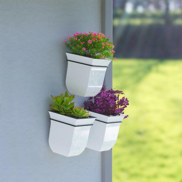 Mayne Valencia 7" x 7" x 8" White Wall-Mount Planter - 3/Pack